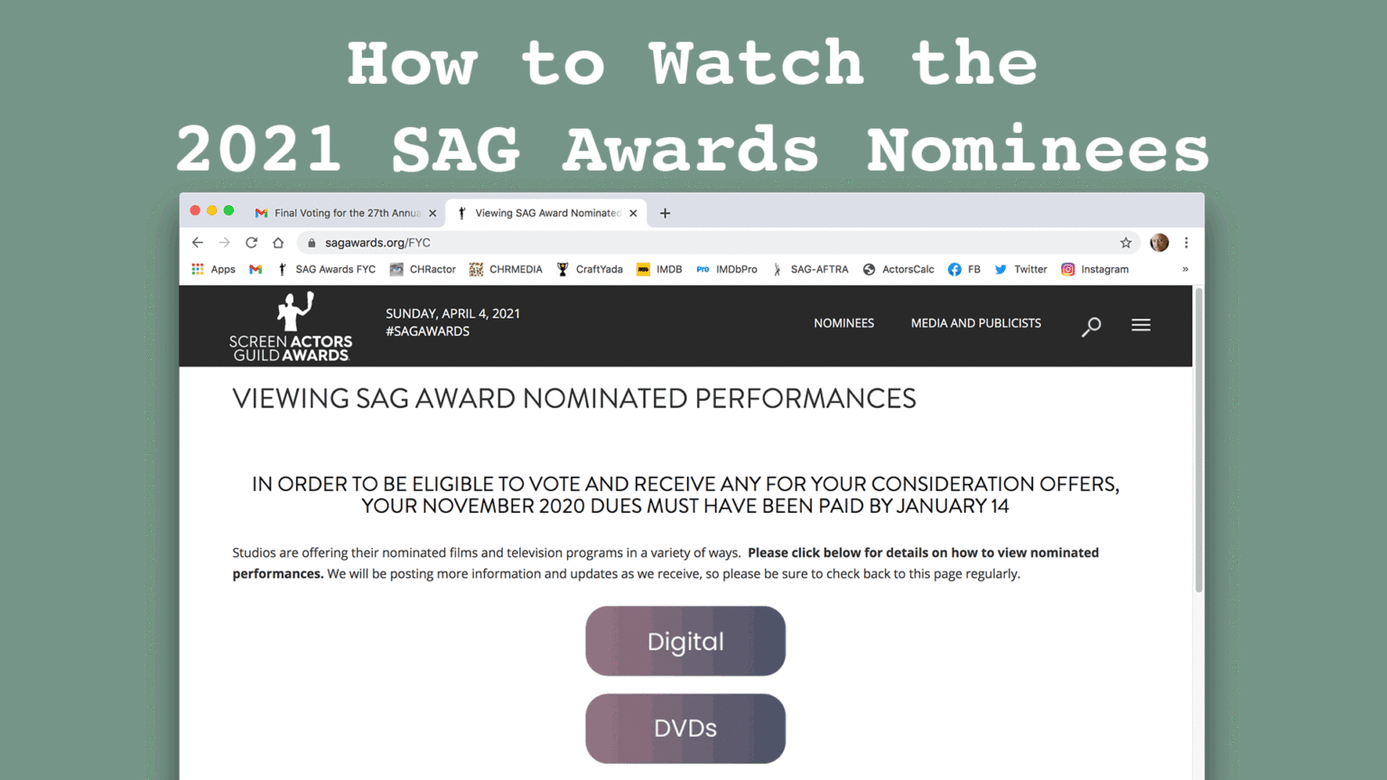 How to watch the 2021 SAG Award Nominees - Chris Rogers The Actor